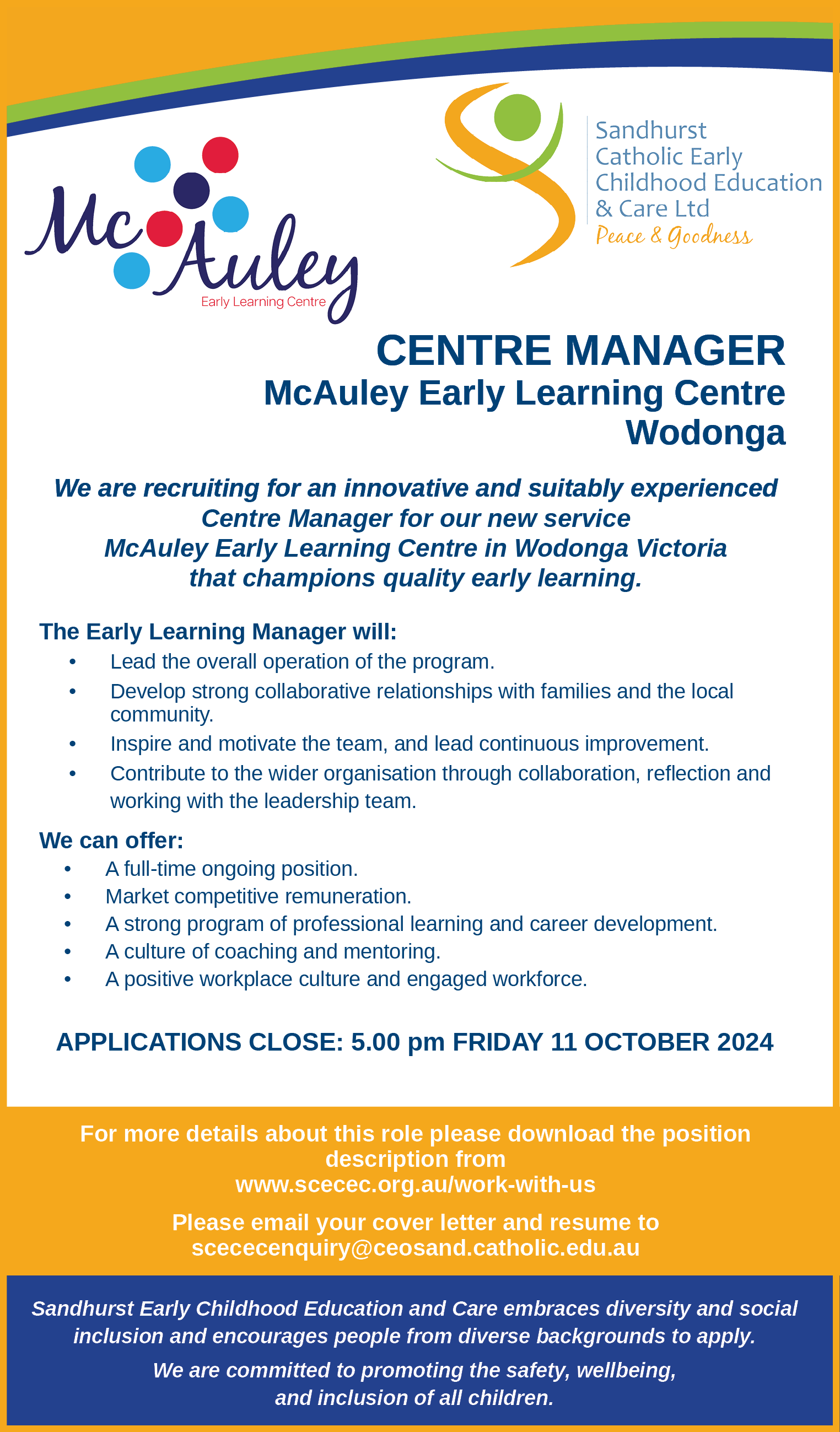 Careers - Sandhurst Catholic Early Childhood Education and Care Ltd.